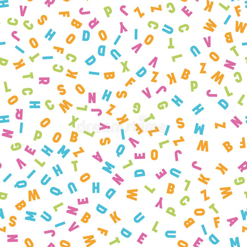 Seamless Pattern of Colorful Letters. Random Order Signs Stock Vector ...