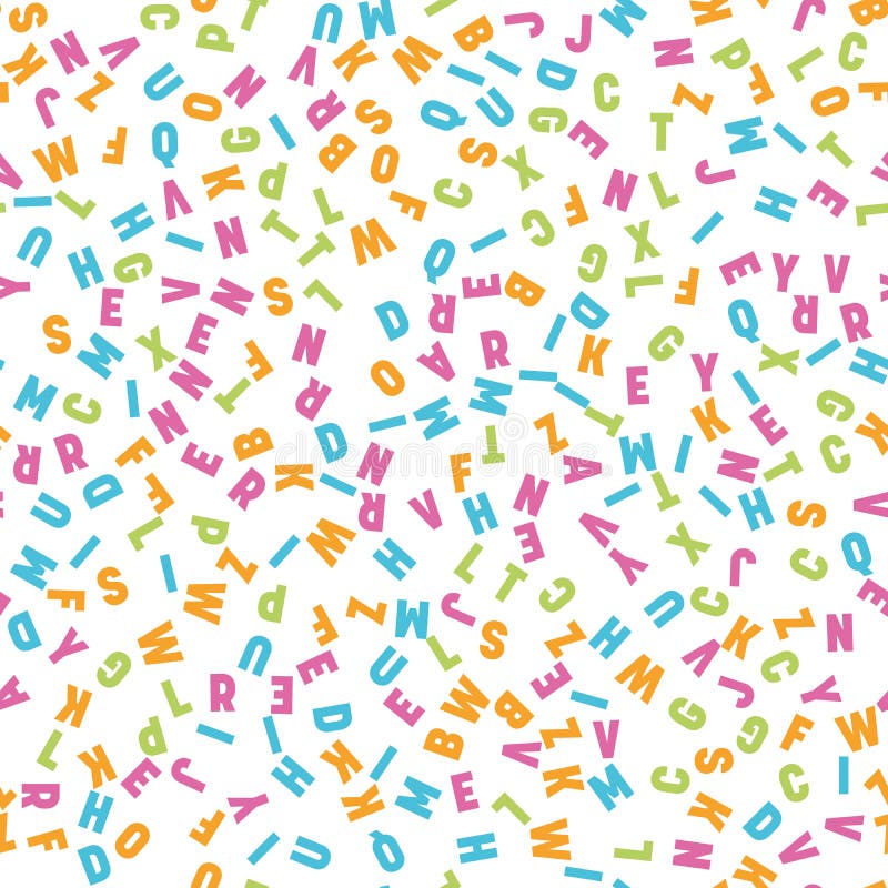 Seamless Pattern of Colorful Letters. Random Order Signs Stock Vector ...