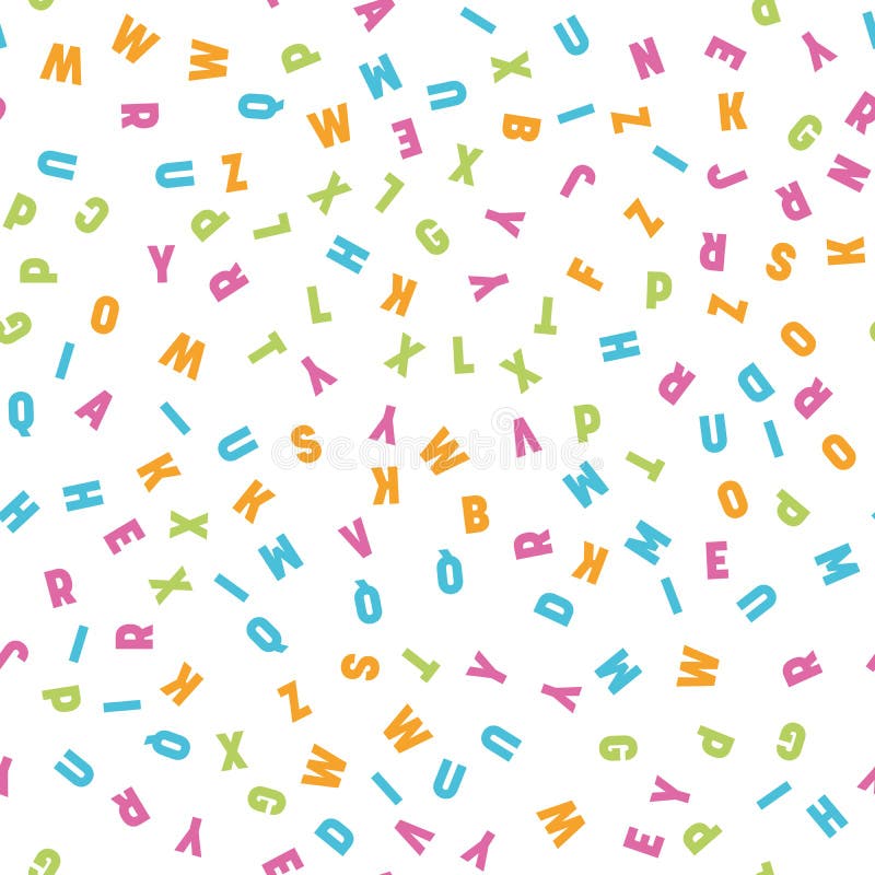 Seamless Pattern of Colorful Letters. Random Order Signs Stock Vector ...