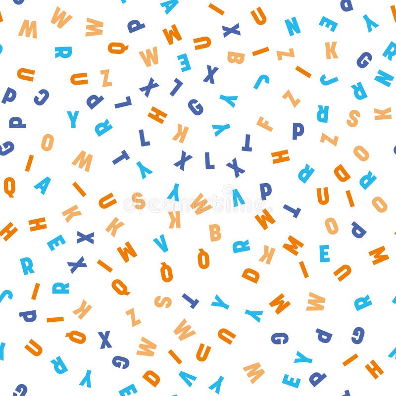 Seamless Pattern of Colorful Letters. Random Order Signs. Vector ...