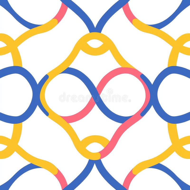 A Seamless Pattern of Colorful Line Doodles in a Creative Minimalist ...