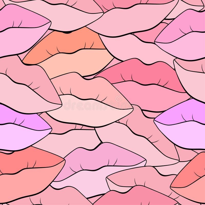 Seamless Pattern. Colorful Lips. Stock Vector - Illustration of mouth ...