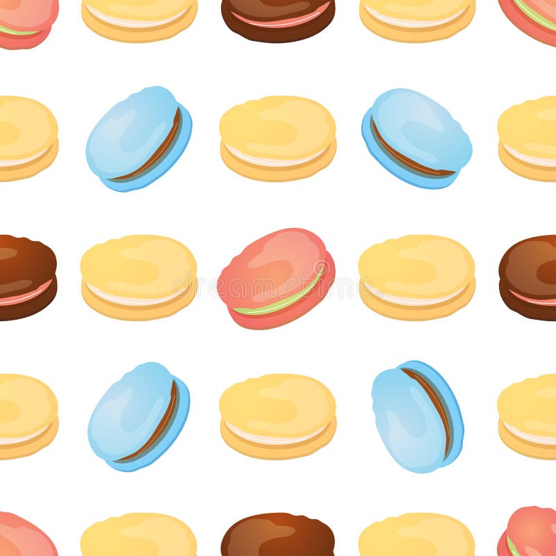 Seamless Pattern with Colorful Macaroon on White. Vector Stock ...