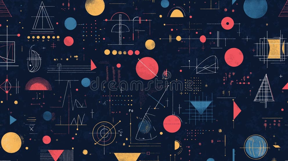 A Seamless Pattern of Colorful Mathematical Formulas, Including ...