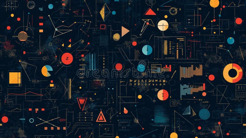 A Seamless Pattern of Colorful Mathematical Formulas, Including ...