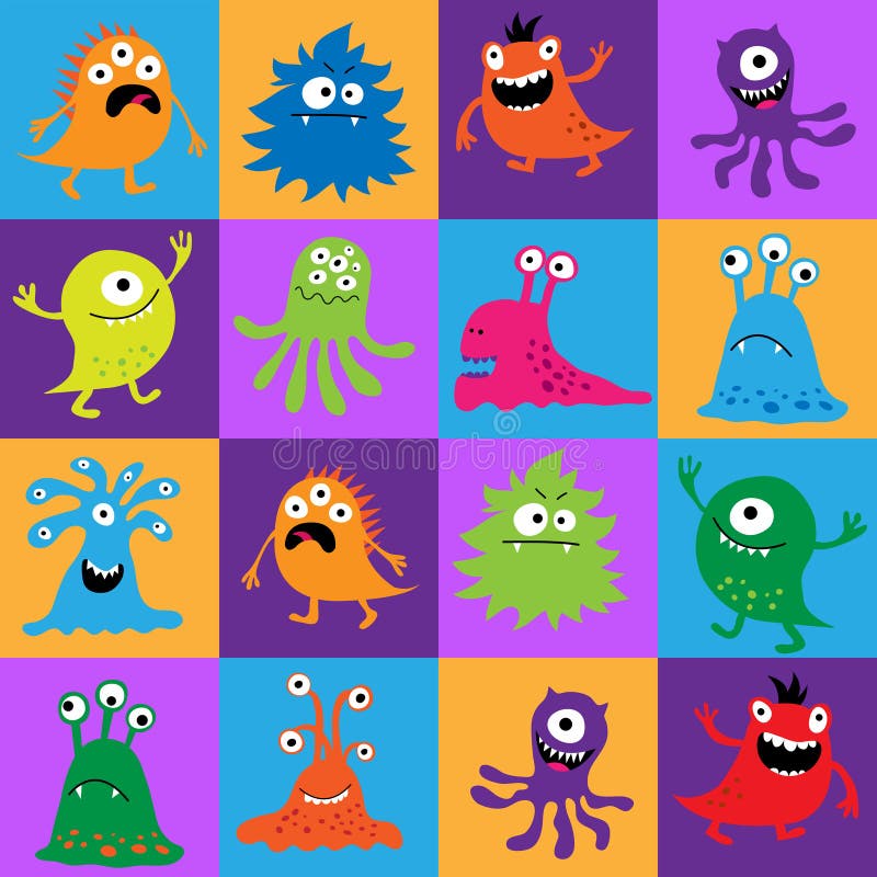 Seamless Pattern with Alien Monsters Stock Vector - Illustration of ...