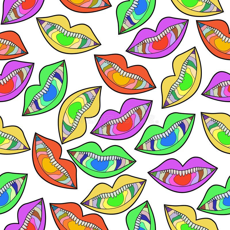 Colorful mouths pattern stock illustration. Illustration of bulimia ...