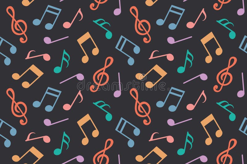 Seamless Pattern with Colorful Music Notes and Treble Clef Ideal for ...