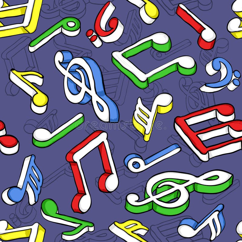 Seamless Pattern with Colorful Music Notes Stock Vector - Illustration ...
