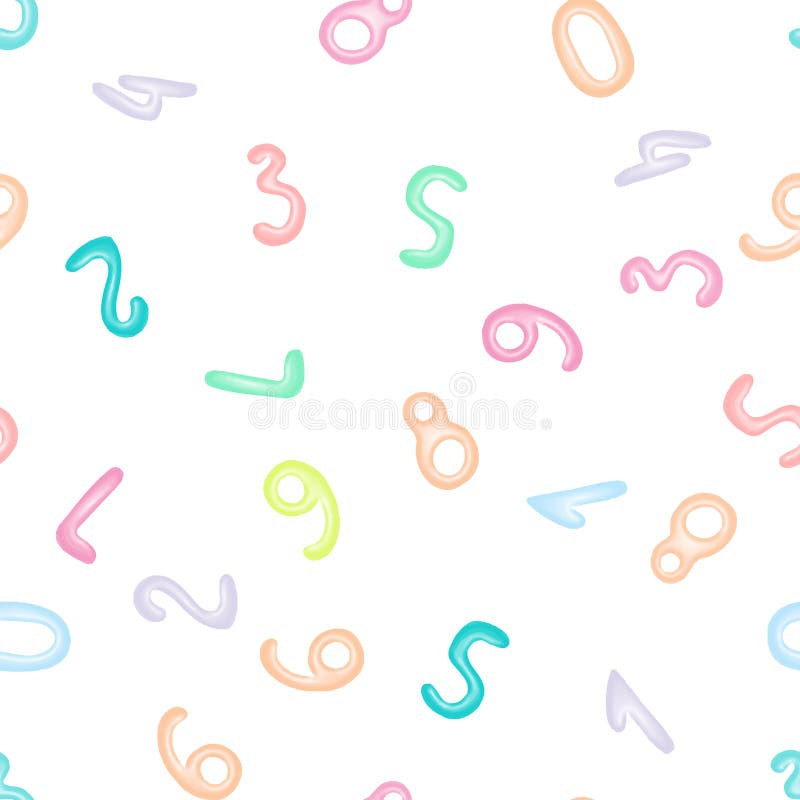 Colorful Numbers from Clay. Seamless Pattern with Plasticine Numeral ...