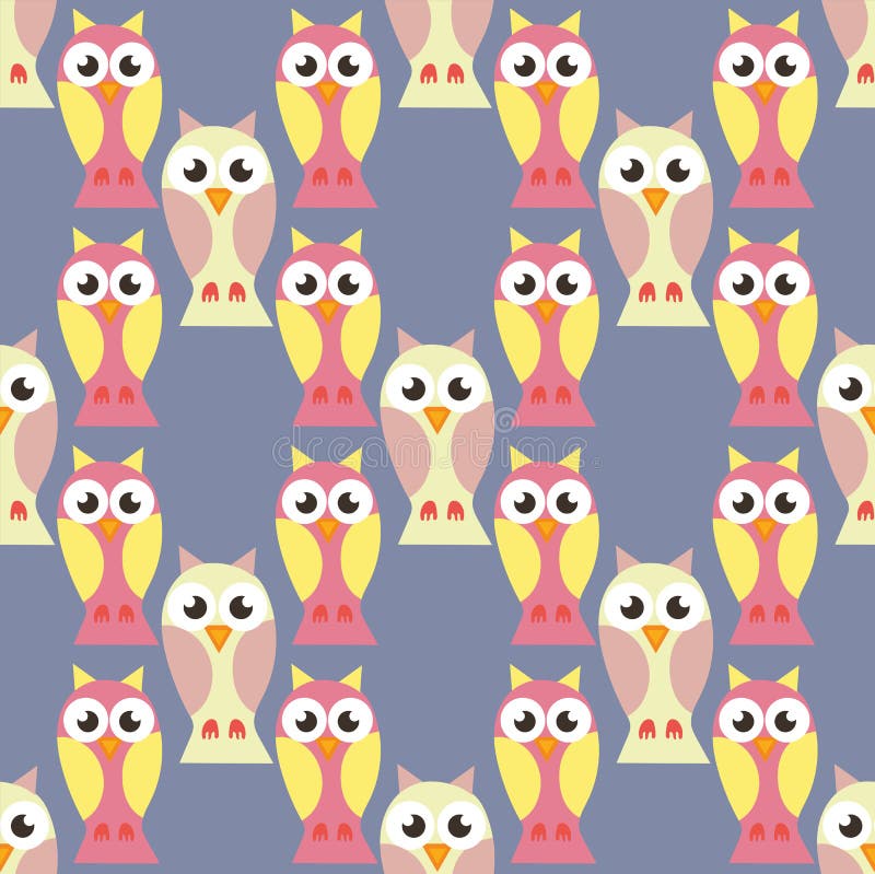 Seamless Pattern with Colorful Owls - Vector Illustration Stock Vector ...