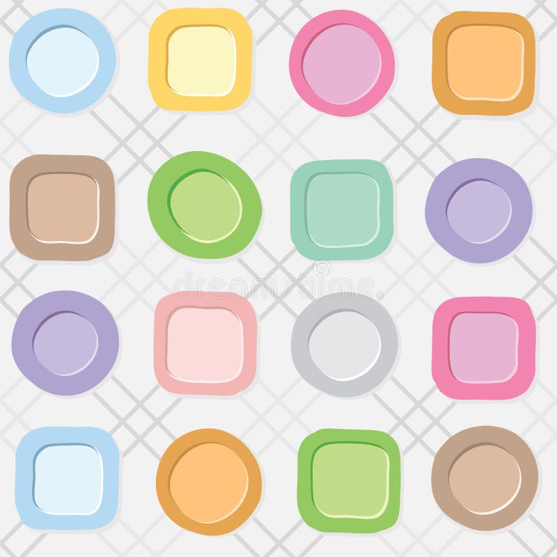 Seamless Pattern with Colorful Plates on a Checkered White Background ...
