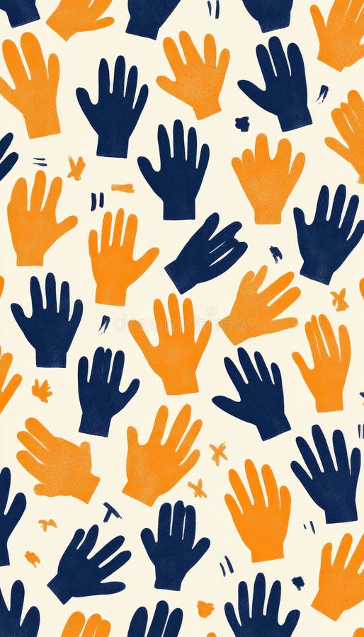 Seamless Pattern of Colorful Raised Hands Representing Community ...