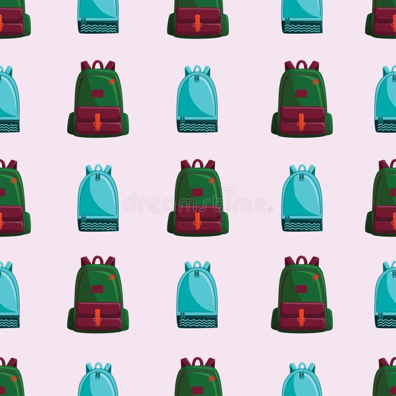 Seamless Pattern with Colorful School Bag Vector Stock Vector ...