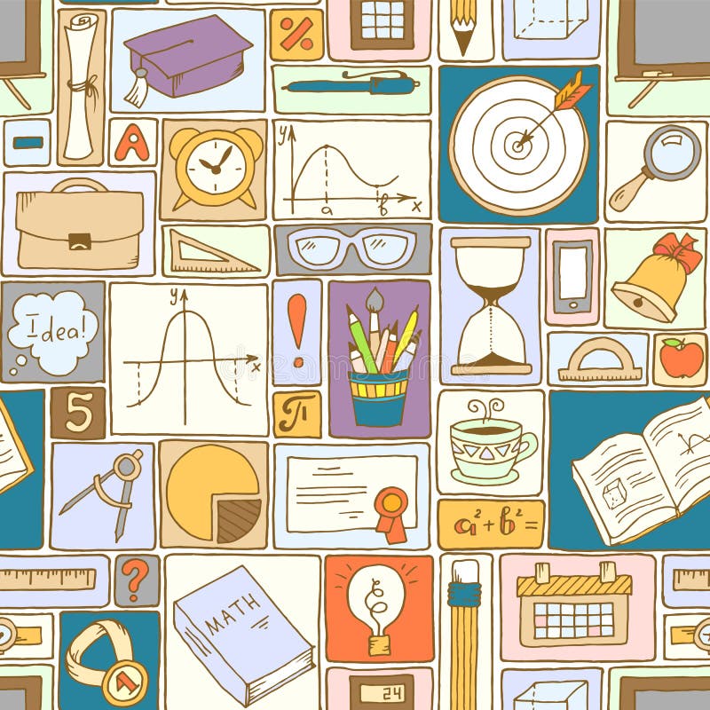 Seamless Pattern with Colorful School Icons. Teacher Day Background ...