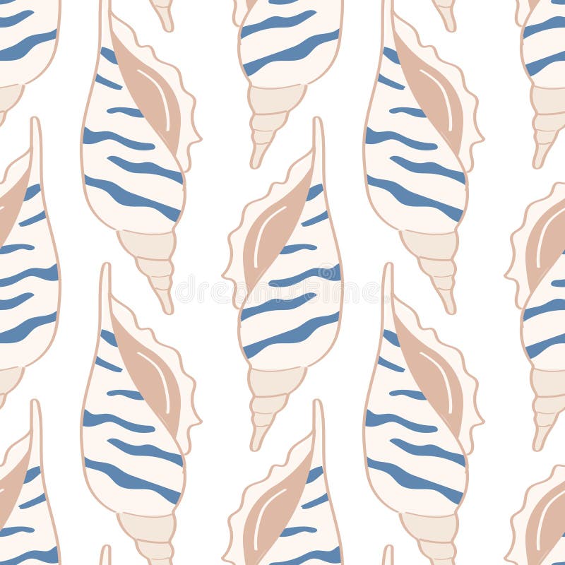A Seamless Pattern with Colorful Sea Shells. Background, Fabric ...