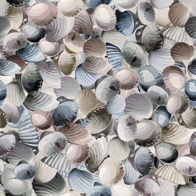 Seamless Pattern with Colorful Sea Shells. Stock Vector - Illustration ...