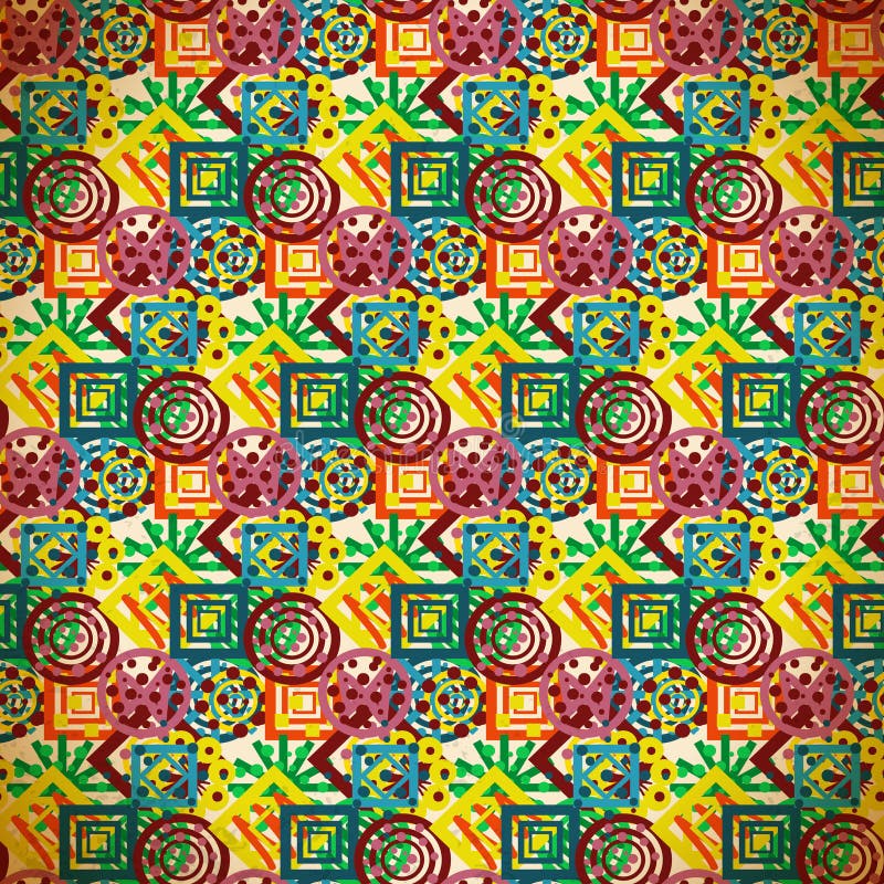 Seamless Pattern of Colorful Small Patterns in Vintage Style Stock ...