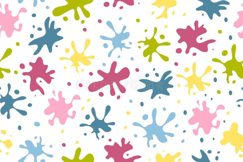 Seamless Pattern of Colorful Splashes. Bright Spots, Paint, Set of ...