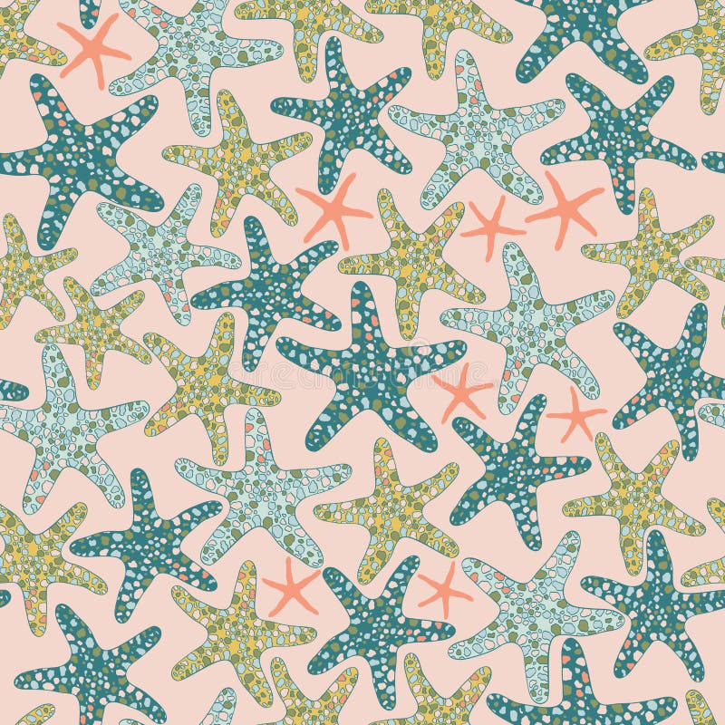 Seamless Pattern with Colorful Starfish. Texture with Cute Starfish ...