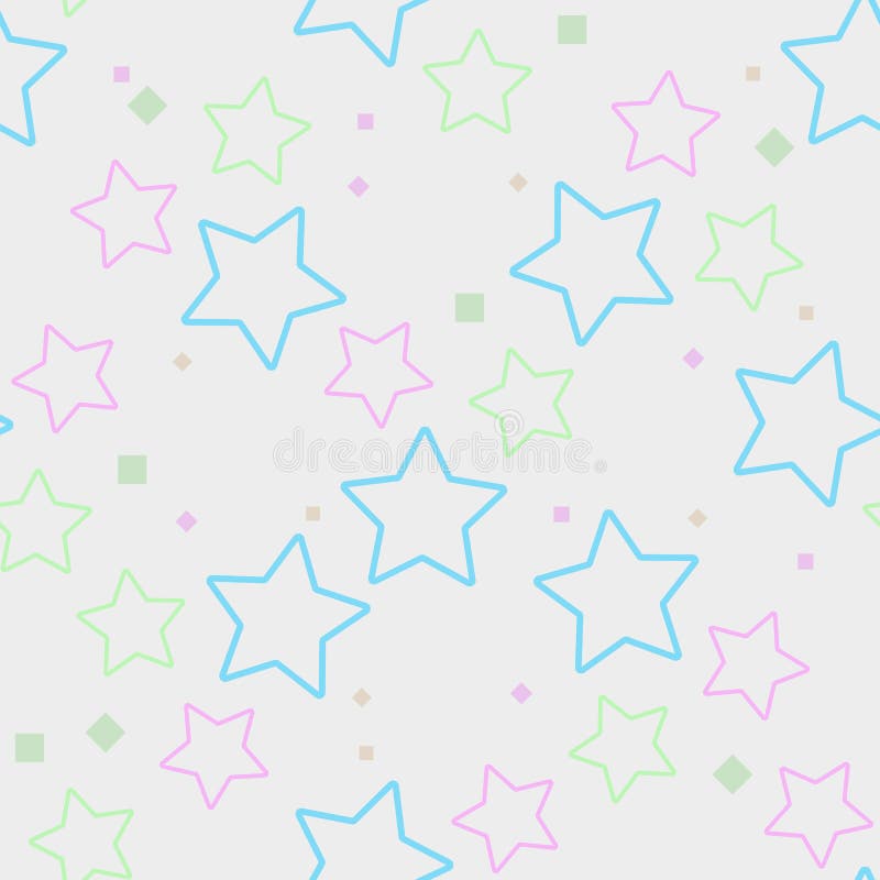 Seamless Pattern, Colorful Stars Background, Pastel Colors on White Eps ...