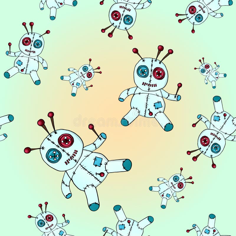 Seamless Pattern with Colorful Voodoo Dolls Vector Illustration Stock ...