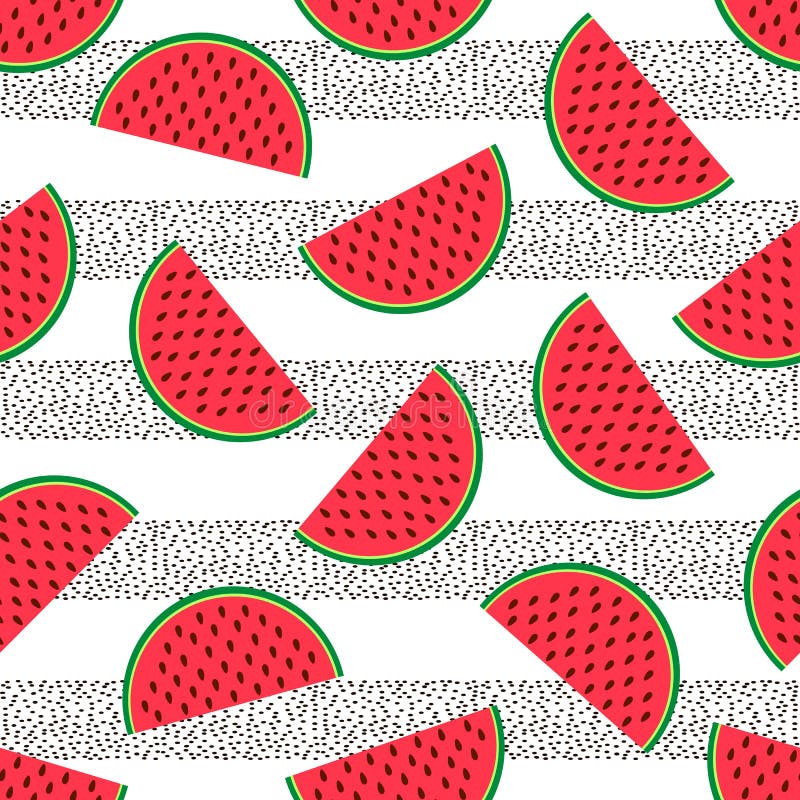Seamless Pattern with Colorful Watermelons and Black Dots. Stock Vector ...