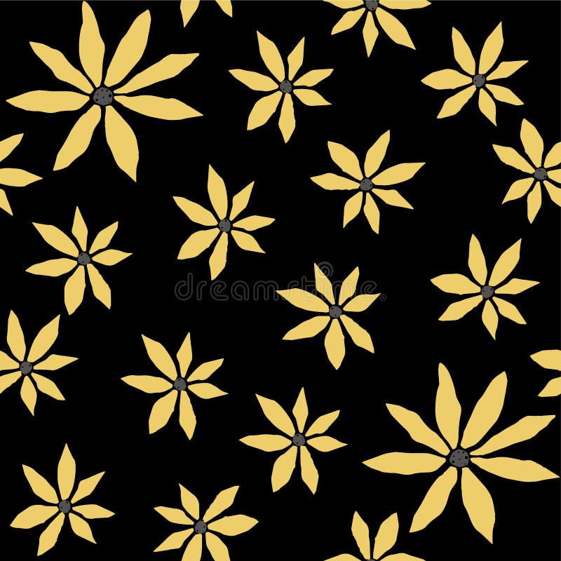 Seamless Pattern with Colorful Yellow Flowers Stock Illustration ...