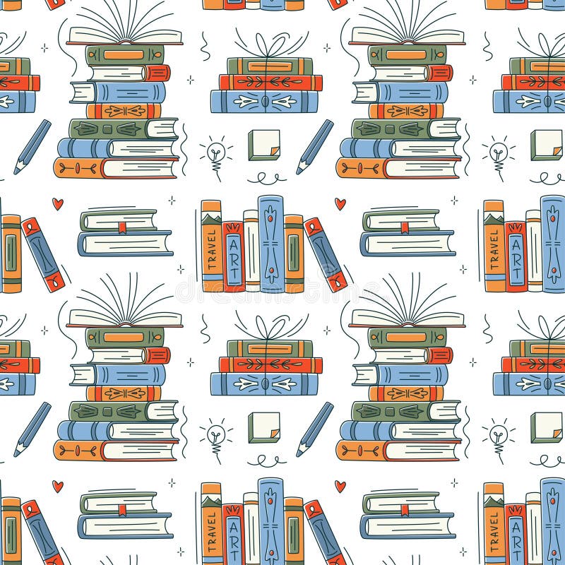 Seamless Pattern with Colourful Books. Educational Vector Illustration ...