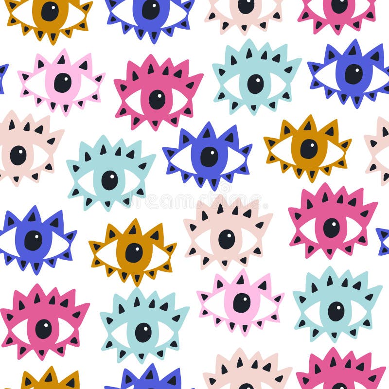 Seamless Pattern with Colourful Eyes. Abstract Texture Stock Vector ...