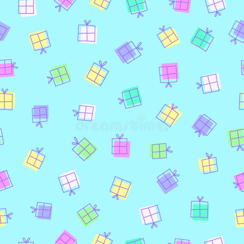 Seamless Pattern of Colourful Gift Boxes Isolated on a Pastel Blue ...