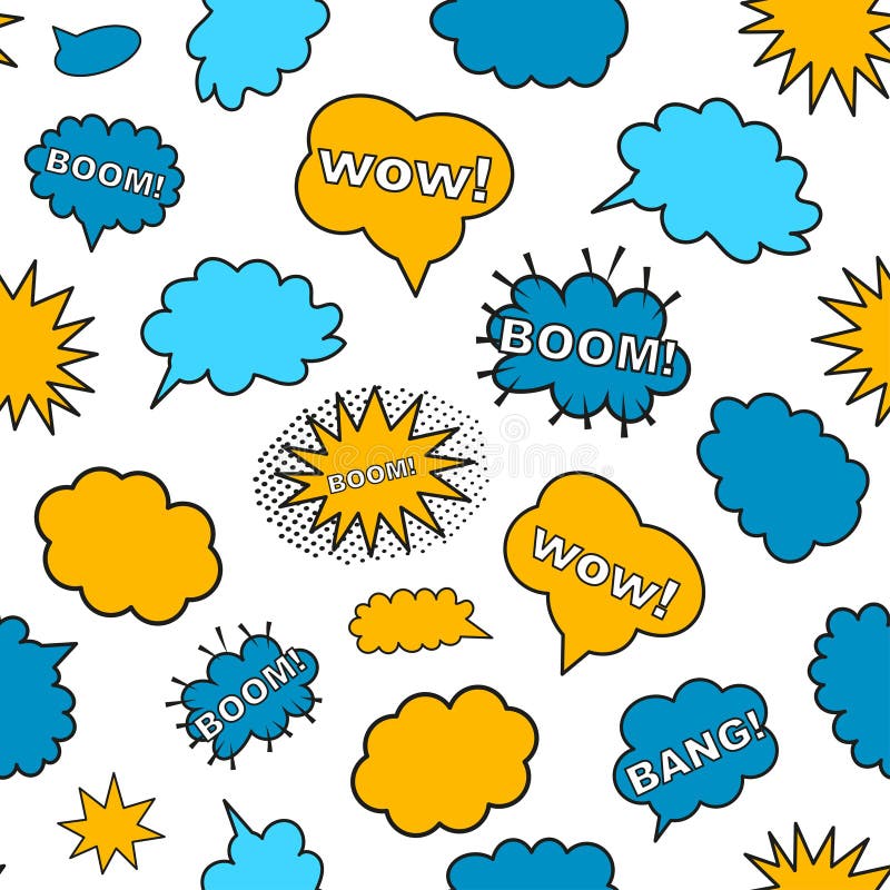 Seamless Pattern Comic Speech Bubbles in Pop Art Style Stock Vector ...