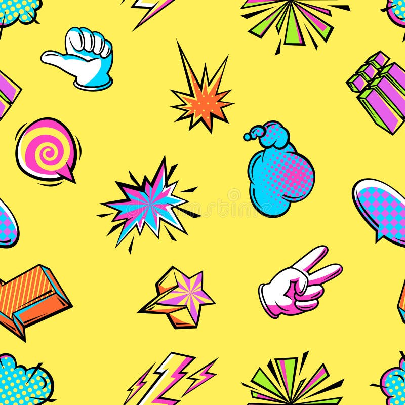 Seamless Pattern with Comic Speech Bubbles Signs and Symbols. Cartoon ...