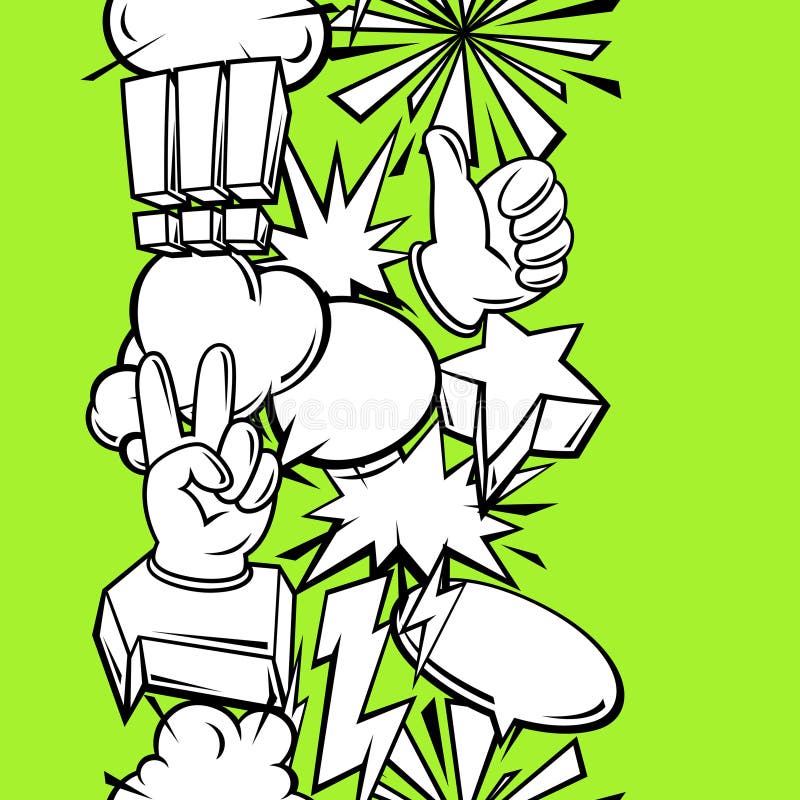 Seamless Pattern with Comic Speech Bubbles Signs and Symbols. Cartoon ...