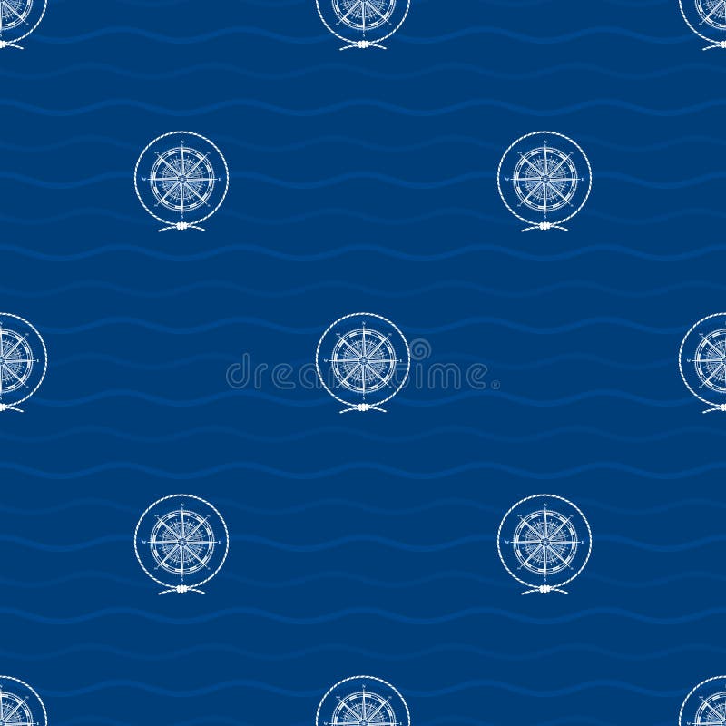 Seamless Pattern with Compass Rose Stock Vector - Illustration of north ...