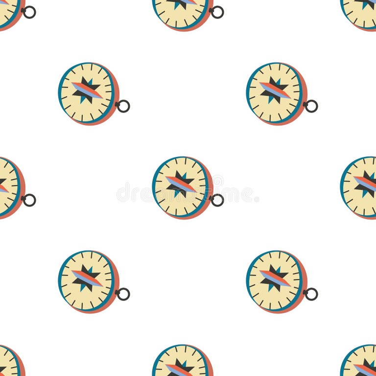 Seamless Pattern with Compasses Stock Vector - Illustration of fish ...