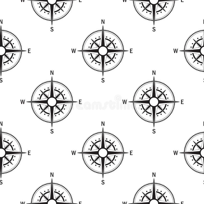 Seamless Pattern Compasses Vintage Stock Vector - Illustration of ...