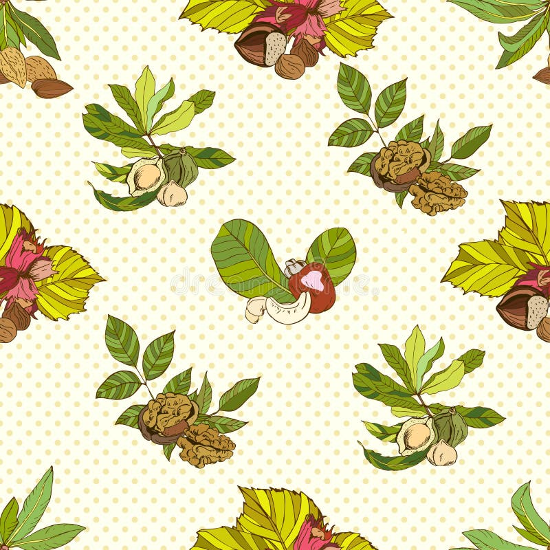 Seamless Pattern Composed of Different Nuts with Stock Vector ...