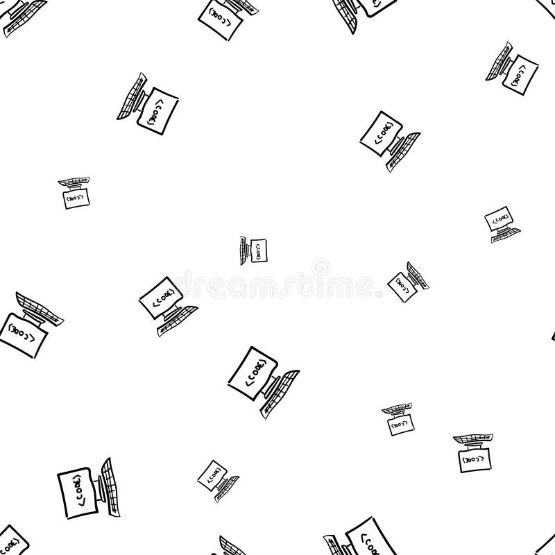 Seamless Pattern of Computer Icons with Software Code. Children S ...