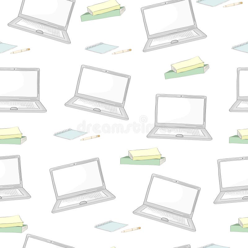 Laptop on white pattern2 stock vector. Illustration of equipment ...