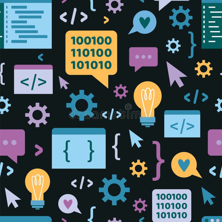 Seamless Pattern with Concept of Computer Programming Languages or ...