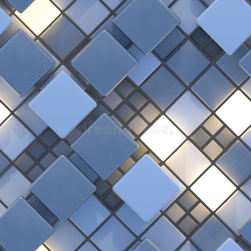 Seamless Pattern of Concrete and Illuminating Cubes 3D Render Stock ...