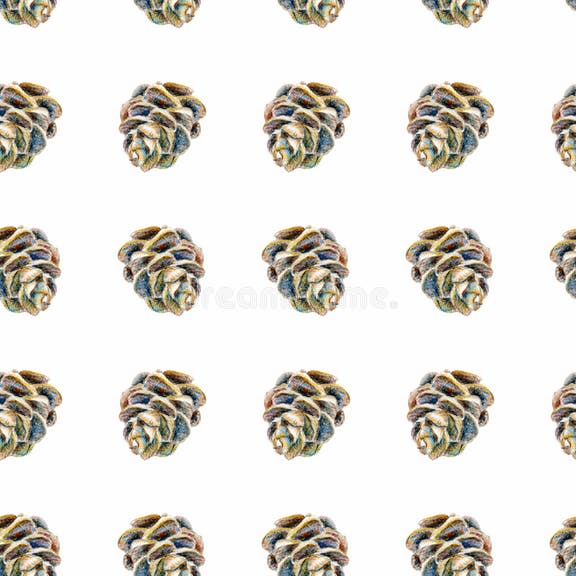 Seamless Pattern with Cones. Illustration in Watercolor Style Stock ...