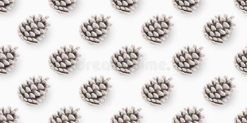 Seamless Pattern with Cones. Pine Cones is Colored White. Objects ...