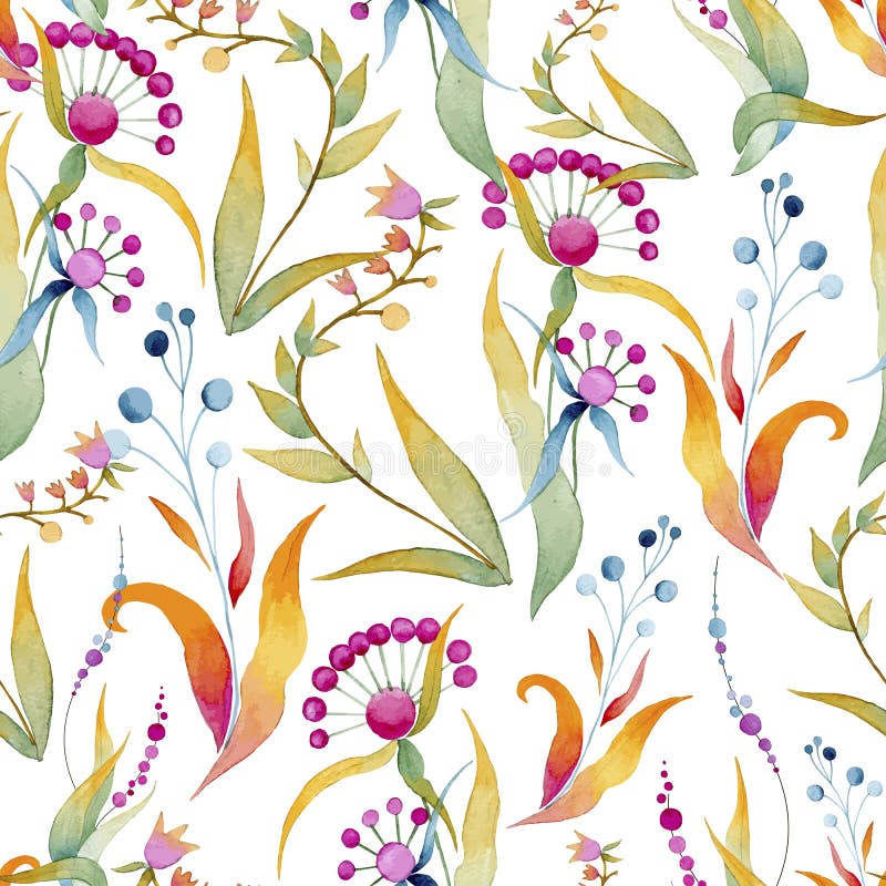 Set of Ornamental Plants, Flowers, Leaves, Fruits and Berries Made in ...