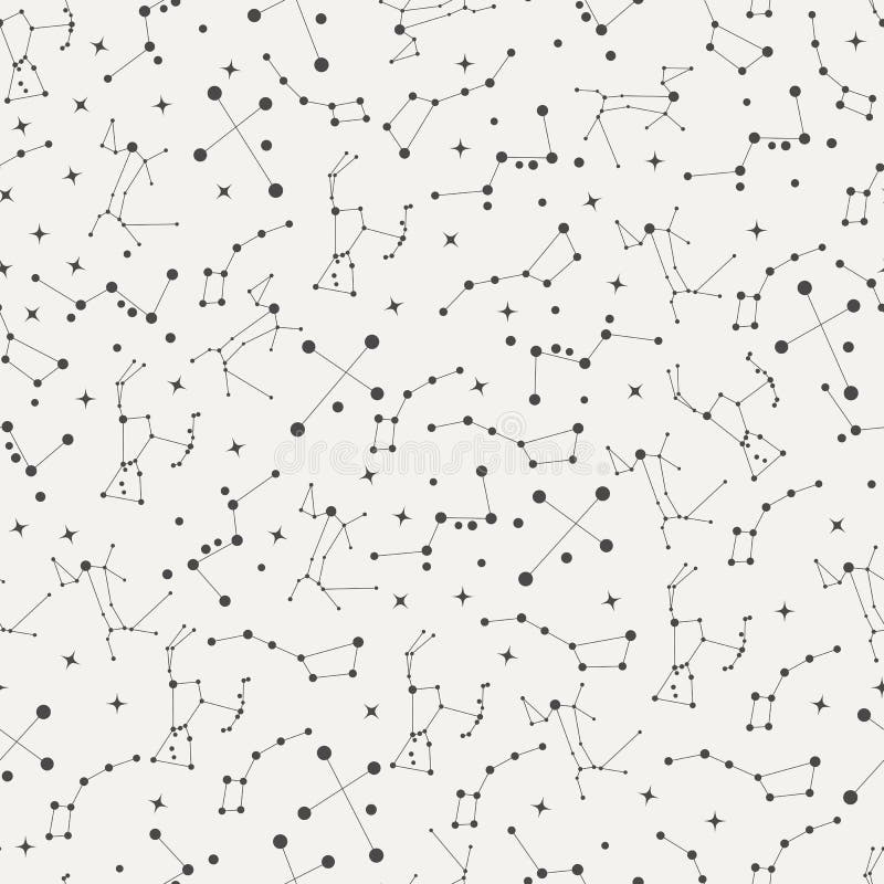 Seamless Pattern with Constellations and Stars. Dots and Thin Line ...