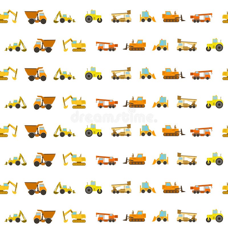 Seamless Pattern Construction Machines Stock Vector - Illustration of ...