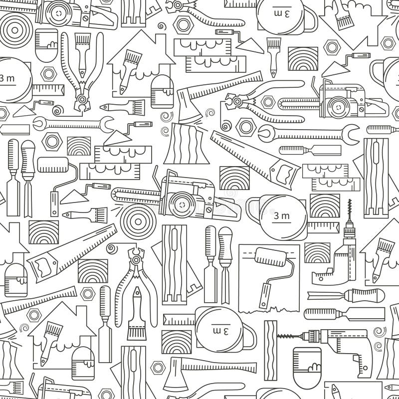 Seamless Pattern Construction Tools Stock Illustration - Illustration ...