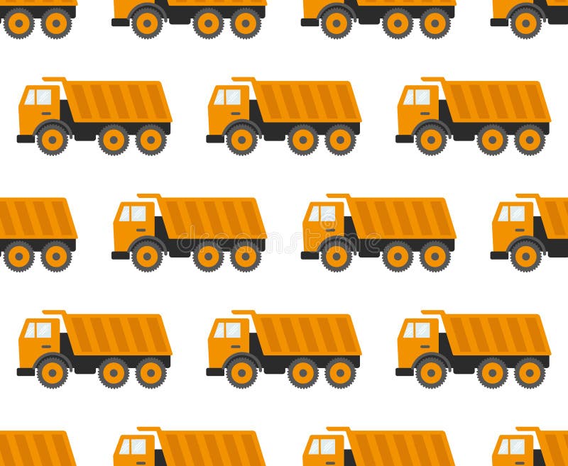 Seamless Pattern with Construction Tracks: Dipper, Bulldozer, Tractor ...