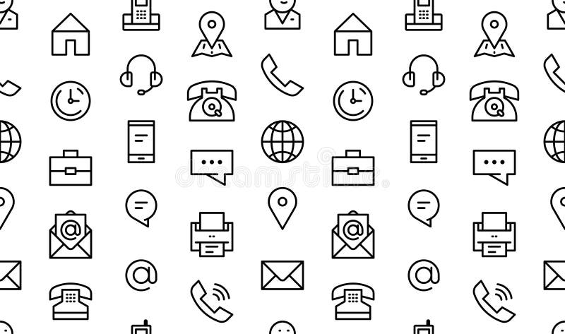 Seamless Pattern with Contact Icons Stock Vector - Illustration of ...